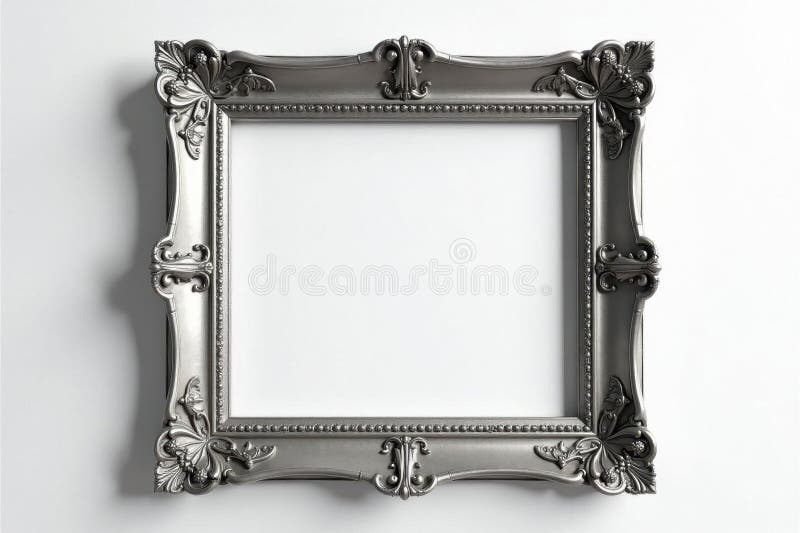 Ornate Silver Picture Frame, Crisp White Backdrop , Modern, Display ...