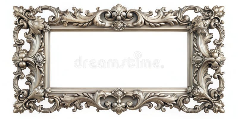 Ornate Silver Rectangular Frame with Detailed Carvings Ideal for ...