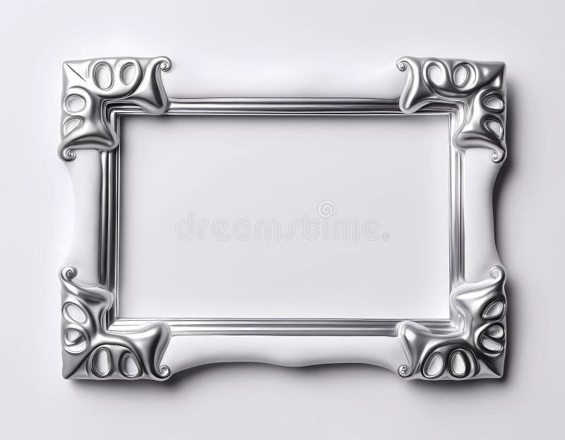 This Ornate Silver Rectangular Frame Features Intricate Detailing and a ...