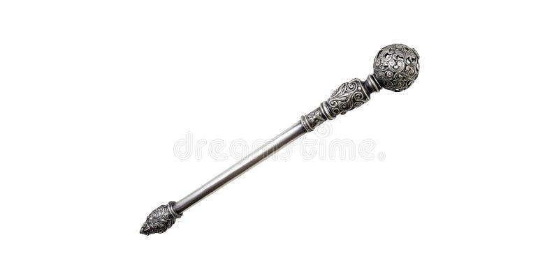 Ornate Silver Scepter with Decorative Patterns Isolated on Transparent ...