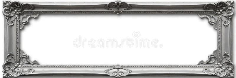 Ornate Silver Victorian Baroque Frame, Empty, White Background , Silver ...