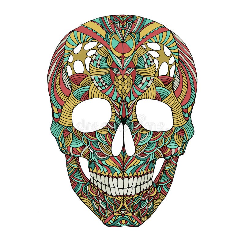 Colored Human Skull And Crossbones Stock Vector - Illustration of jolly ...