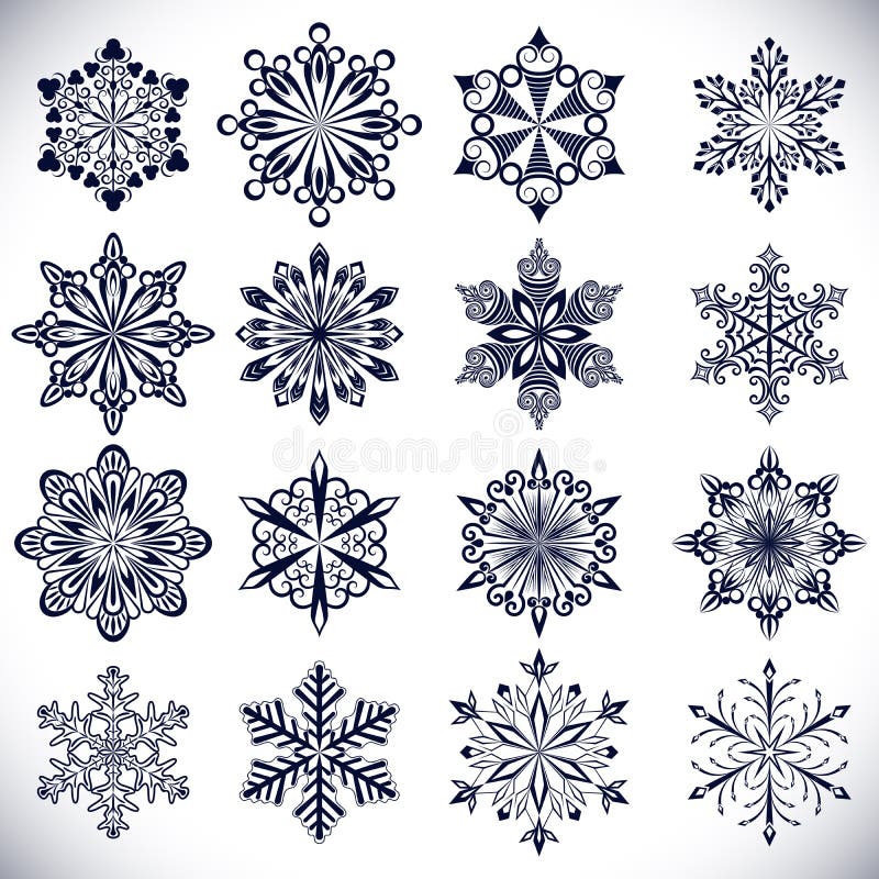 Snowflake Shapes Collection Stock Vector - Illustration of group ...