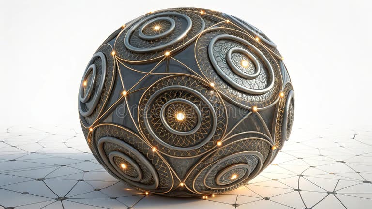 Ornate Sphere with Glowing Centers, Structure , Orb Stock Illustration ...