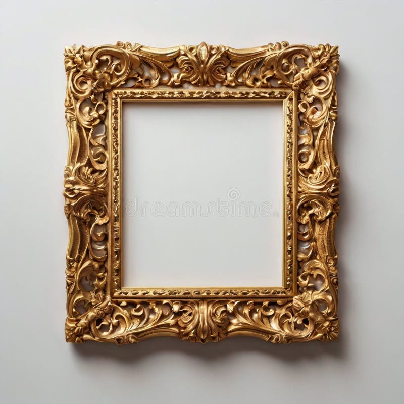 Ornate Square Gold Frame Featuring Intricate Floral and Scrollwork ...