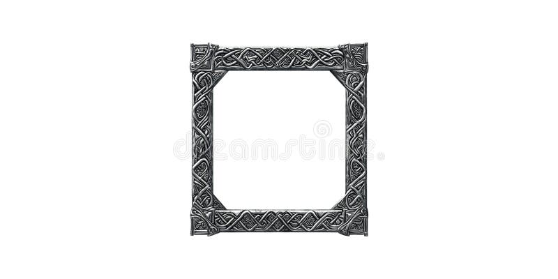 Ornate Square Metal Frame with Celtic Patterns Isolated on Transparent ...