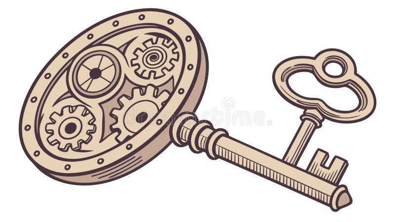 Ornate Steampunk Key with Gears and Cogs, Vector Design Generative AI ...