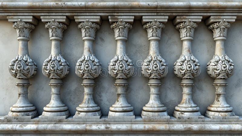 Ornate Stone Balusters in a Row Stock Image - Image of grey, exquisite ...