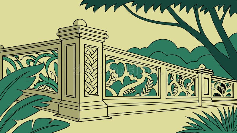 Ornate Stone Balustrade with Greenery. Classical Architectural Trim ...