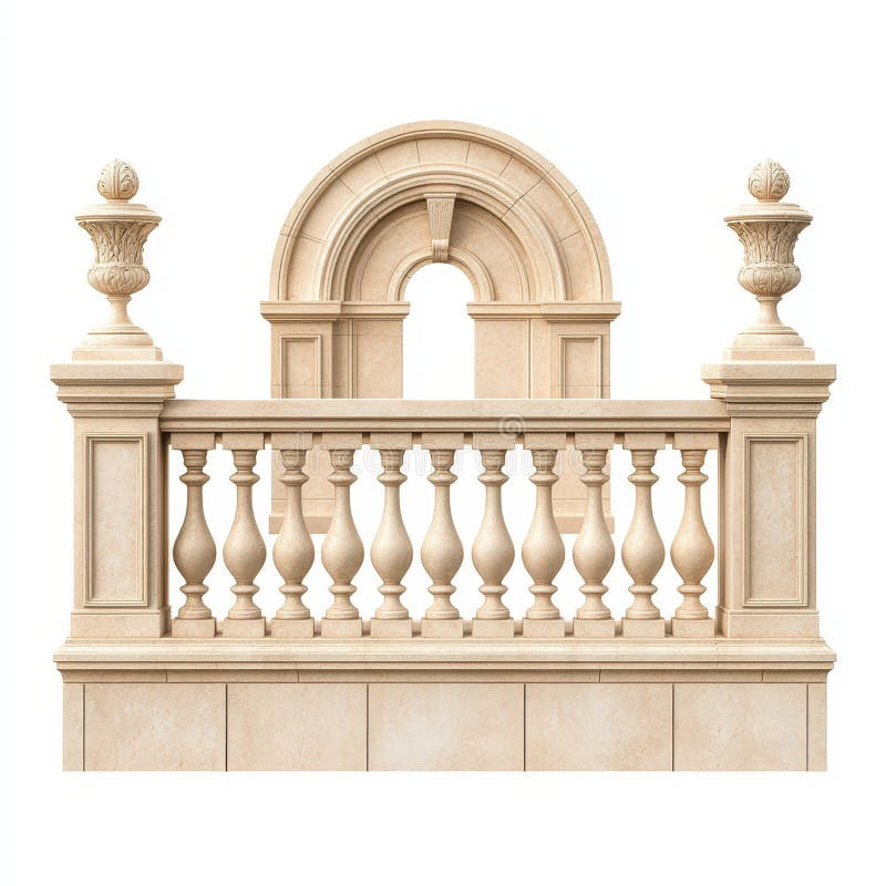 Ornate Stone Balustrade with Pointed Arches in an Elegant Architectural ...