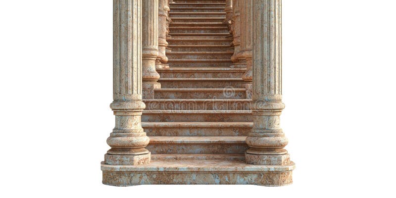 Ornate Stone Staircase with Classical Columns Isolated on Transparent ...