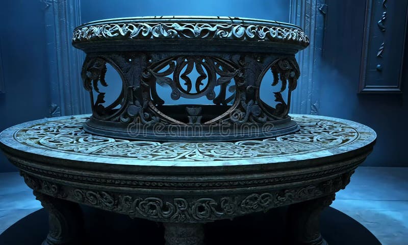 Ornate Stone Table Museum Exhibit, Interior Backdrop Stock Video ...