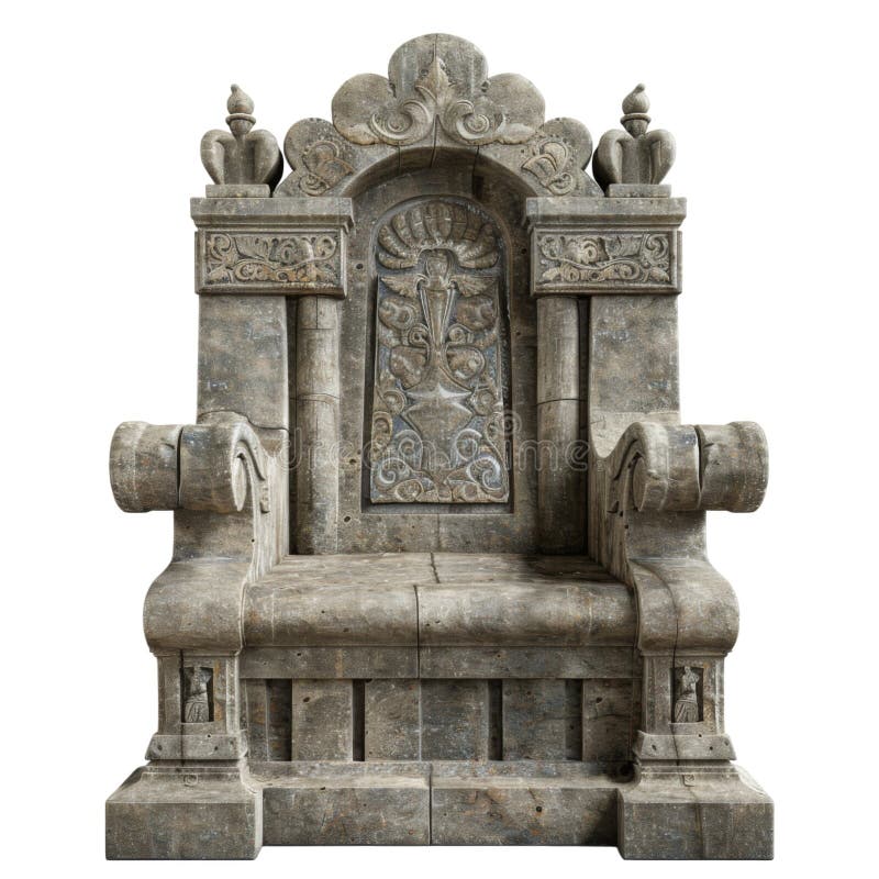Ornate Stone Throne with Intricate Carvings and a High Backrest Stock ...