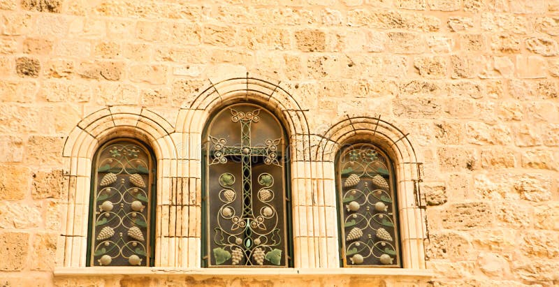Ornate Stone Work and Old Rustic Window, Old City of Jerusalem Stock ...