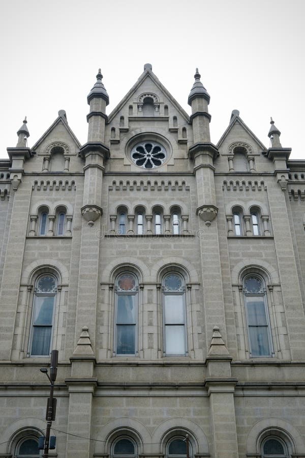 Gothic Facade with Rose Window and Pinnacles (Philadelphia ...