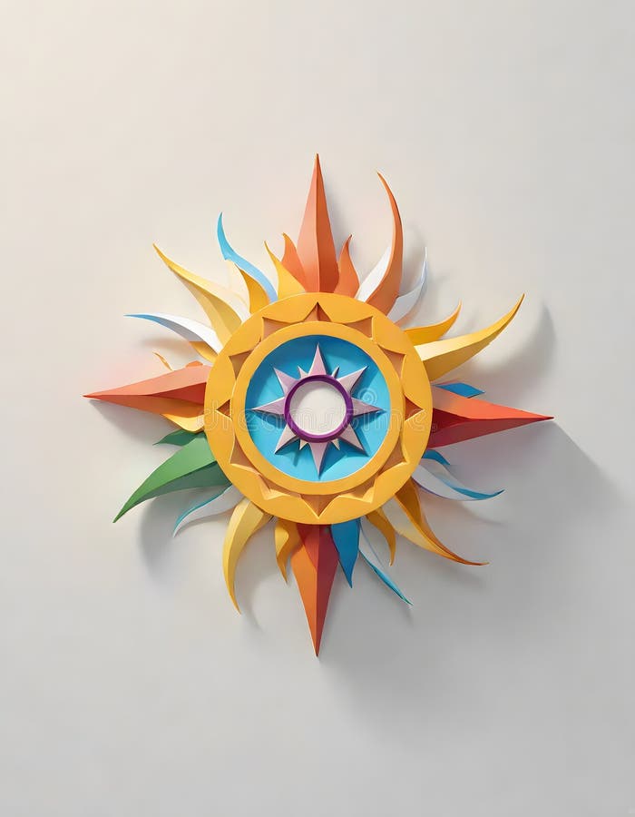 Ornate Sun and Star in a Vibrant Assembly, Generative AI Stock ...