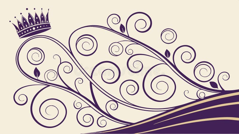 Ornate Swirling Decorative Border with Crown, Royal and Elegant Design ...