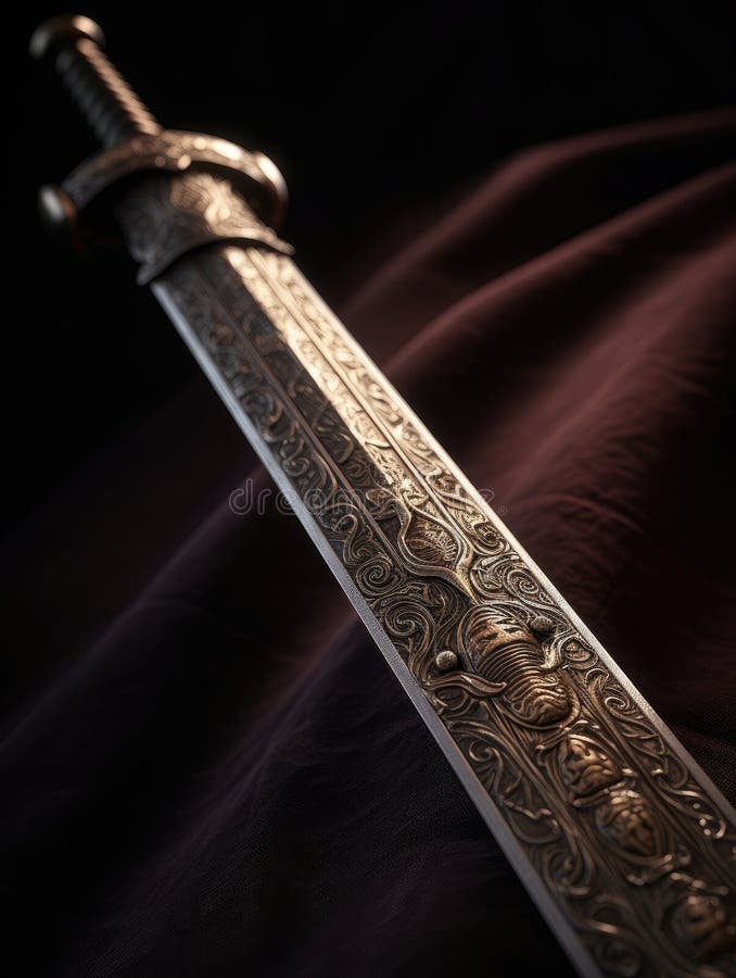 Ornate sword with wings stock vector. Illustration of vector - 84531230