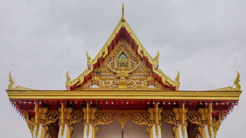 Ornate Golden Gable of a Thai-Style Temple Stock Image - Image of ...