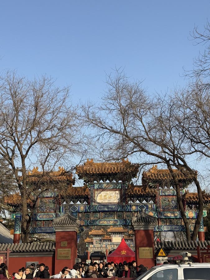 Traditional Chinese Temple Gate with Colorful Carvings and Core ...
