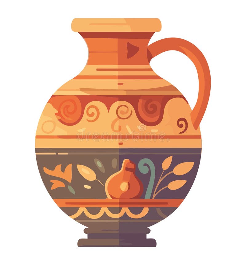 Ornate Terracotta Vase with Leaf Stock Vector - Illustration of ...