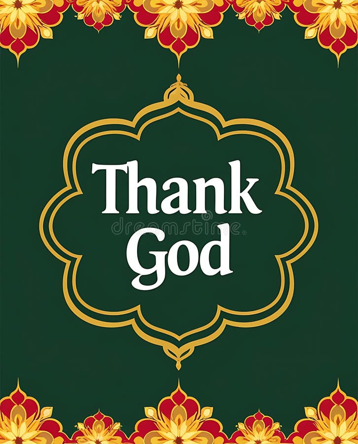 Ornate Thank God Message with Floral Design Stock Illustration ...