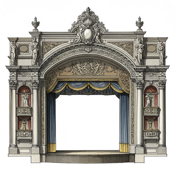 Ornate Theater Proscenium with Classical Architectural Elements ...