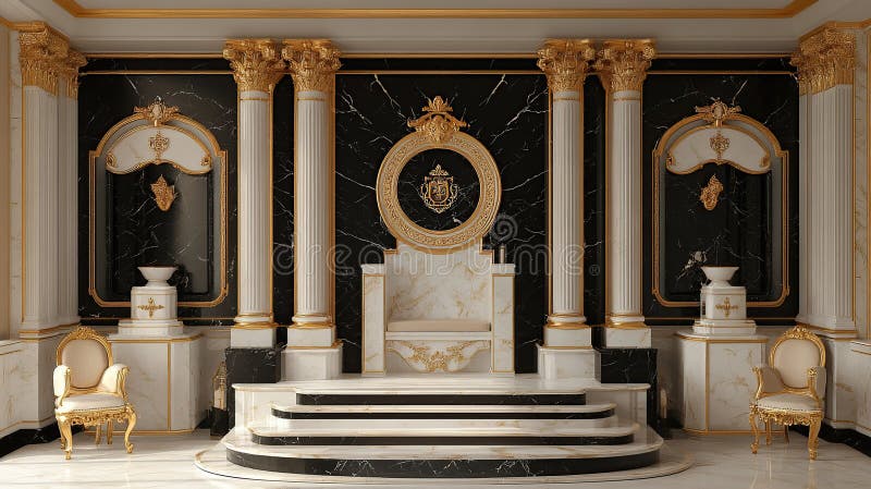 Ornate Throne Room Interior Design Stock Illustration - Illustration of ...