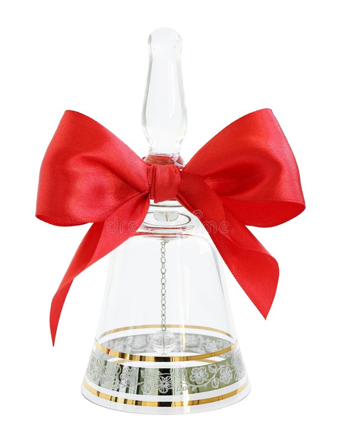 Ornate Transparent Crystal Handbell with a Red Satin Bow Stock Photo ...