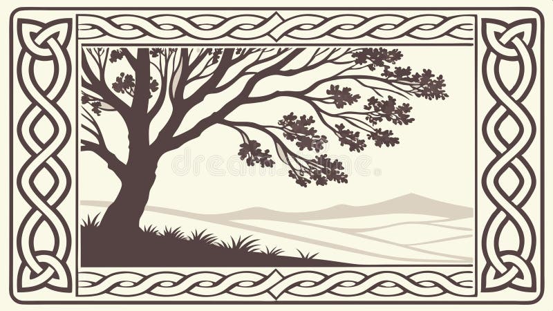 Ornate Tree Frame Design, Nature Border and Wood Decoration Vector ...