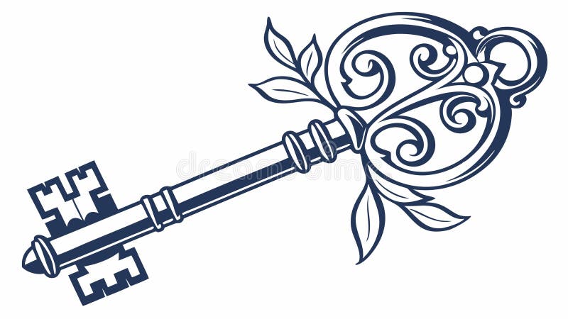 Ornate Key with Ivy, Vintage Secret Vector Illustration, Vector Design ...