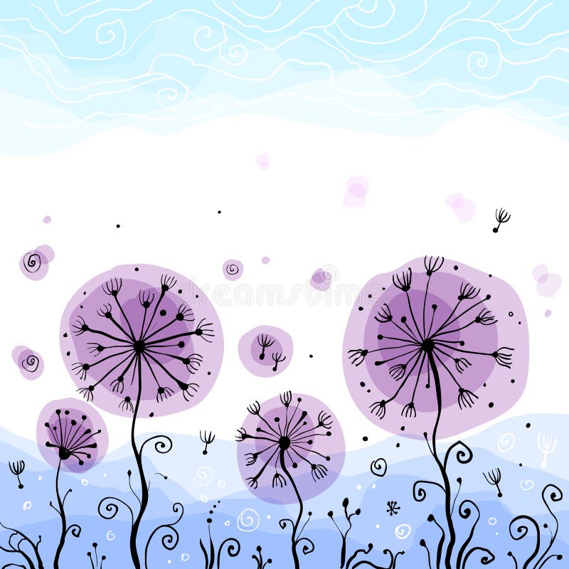 Violet Doodle Flowers Vector Seamless Pattern Stock Vector ...
