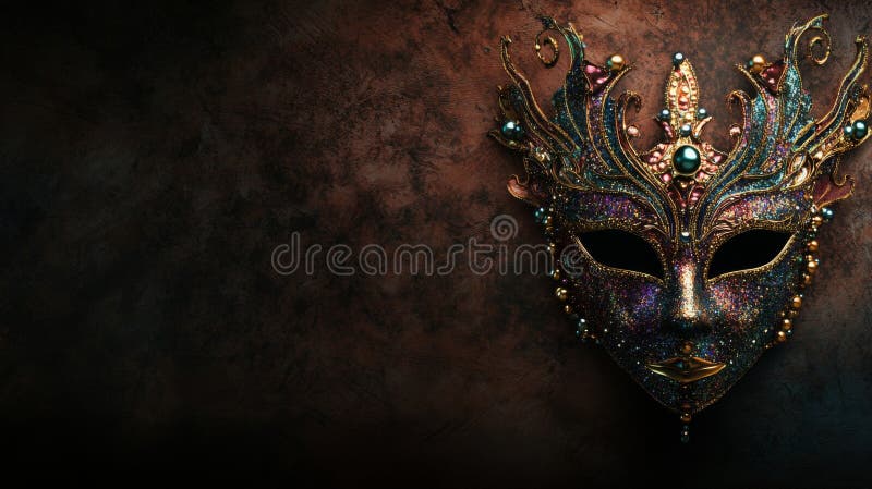 Ornate Venetian Carnival Mask on Dark Background Stock Illustration ...