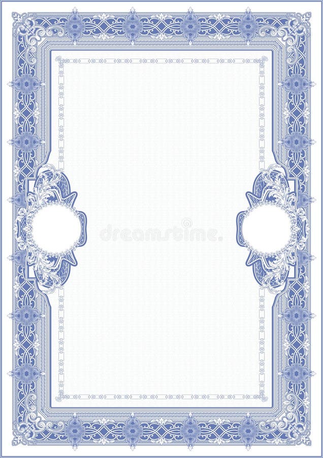 Ornate Vertical Certificate Blank with Two Seals Light Blue Stock ... Ornate Vertical Certificate Blank with Two Seals Light Blue Stock ...