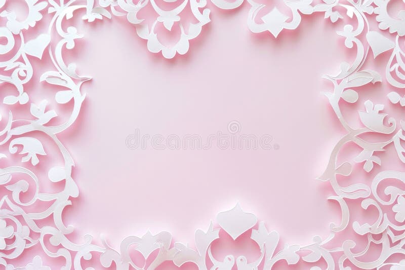 Elegant Pink Paper Cut Design - Ornate Victorian Border for Invitations ...