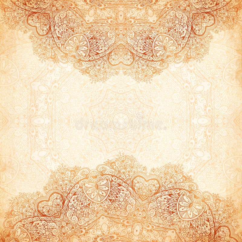Ornate Vintage Background in Mehndi Style Stock Vector - Illustration ...