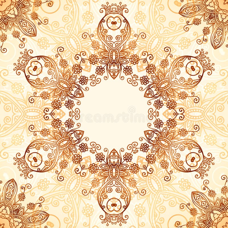 Ornate Vintage Circle Pattern in Mehndi Style Stock Vector ...