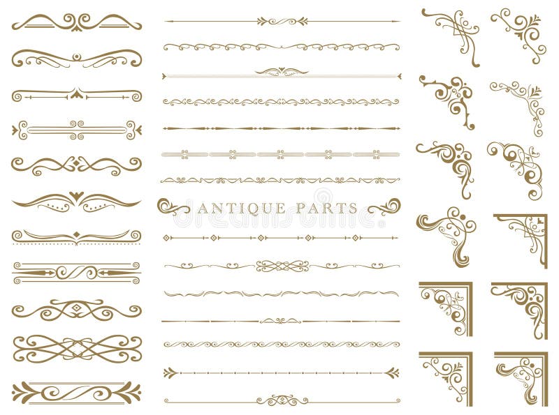 Ornate Vintage Frames and Scroll Elements. Set of Text Delimiters ...