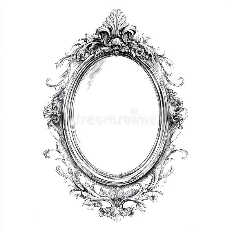 An Ornate, Vintage Mirror Frame with Intricate Floral Designs and an ...