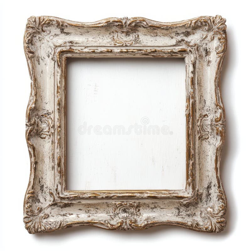 An Ornate, Vintage Picture Frame with a Distressed Finish, Empty and ...