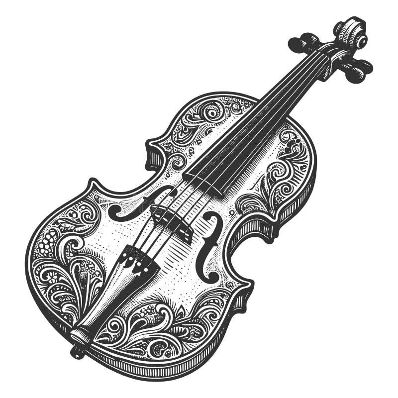 Ornate Violin with Detailed Scrollwork Vector Stock Illustration ...
