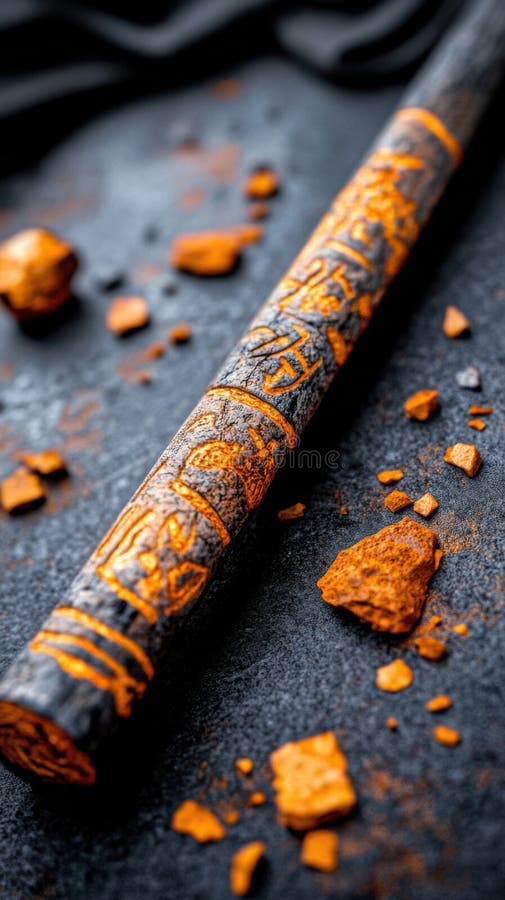 Ornate Wand Resting on a Textured Surface with Scattered Magical ...