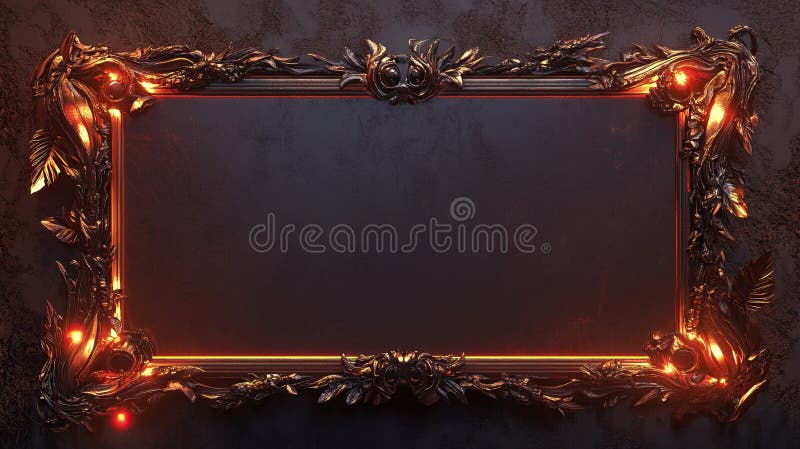 Ornate Whimsigothic Frame with Glowing Embers and Intricate Leaf ...