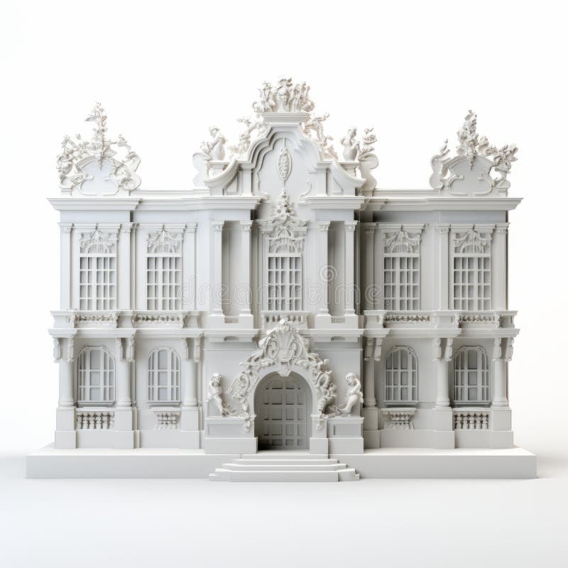 Ornate White Baroque 3d Model on White Background Stock Illustration ...