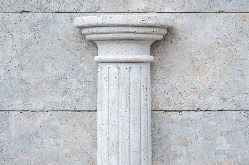 Ornate White Concrete Column on a Textured Wall Stock Illustration ...
