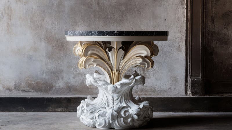 Ornate White and Gold Marble Top Side Table Stock Illustration ...