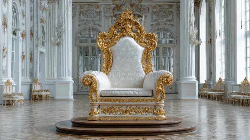 Ornate White and Gold Throne Stock Illustration - Illustration of grand ...