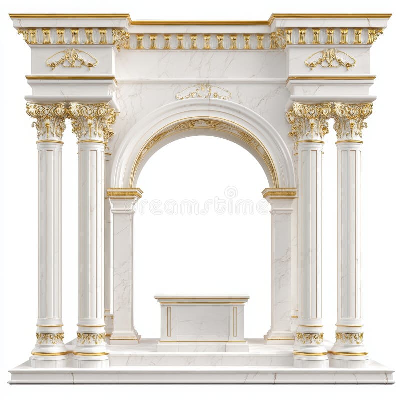 Ornate White Marble Architectural Structure with Golden Accents and ...