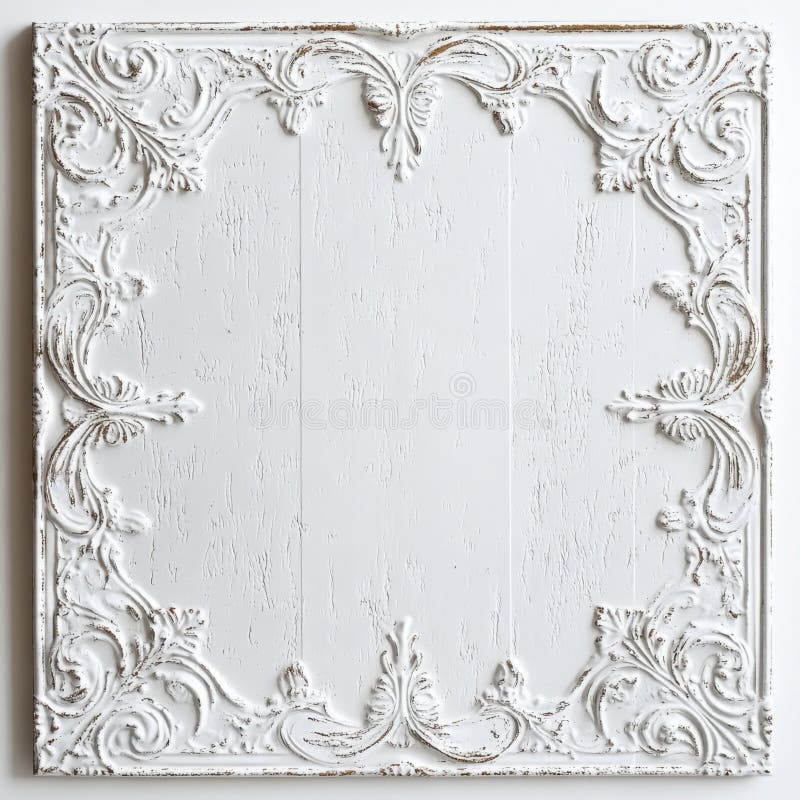 Ornate White Plaster Ceiling Tile with Intricate Floral Patterns and ...