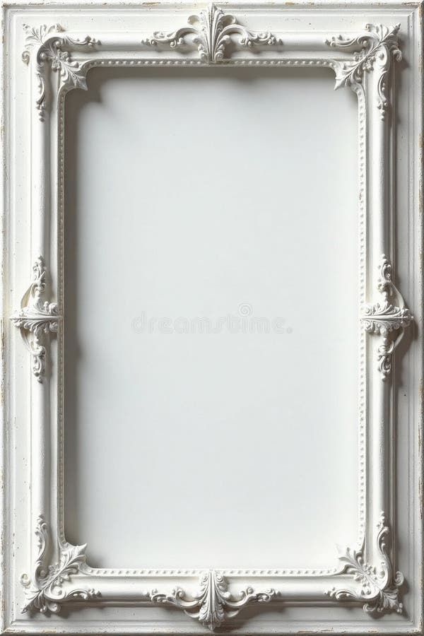 Ornate White Rectangle Frame, Distressed Texture , Mockup, Border Stock ...